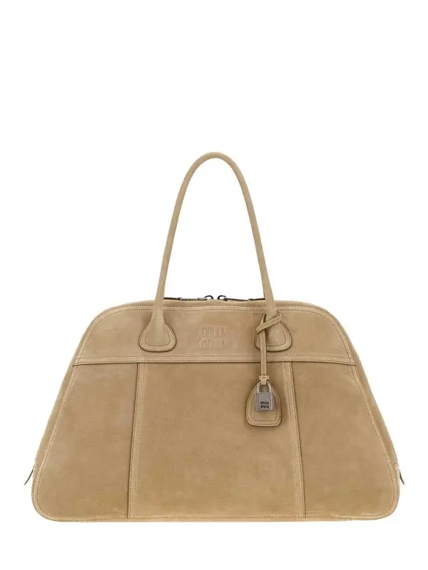 Miu Miu Beige Suede Shopping Bag - Brown