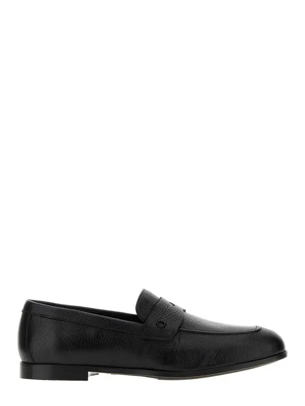 FERRAGAMO Salvatore Leather Tiberio Loafers - Black