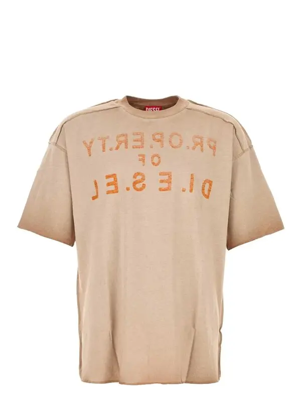 DIESEL® Antiqued Cotton T-look T-shirt - Pink