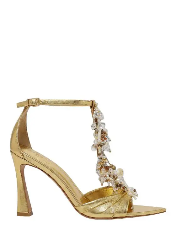 PatBO Lulu Embroidery High Heel Sandals - Metallic