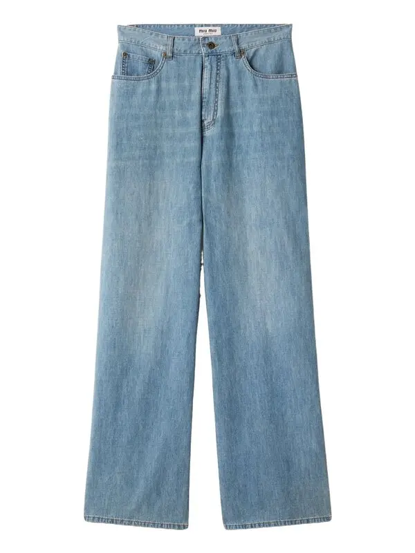 Miu Miu Chambray Wide Leg Jeans - Blue