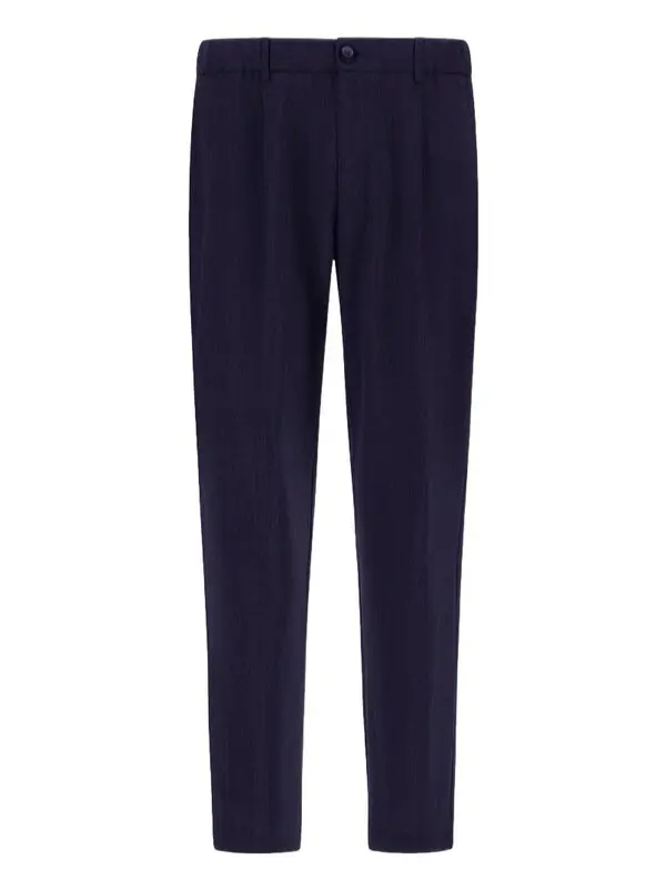 Herno Pleated Drawstring Wool Canvas Pants - Navy Blue