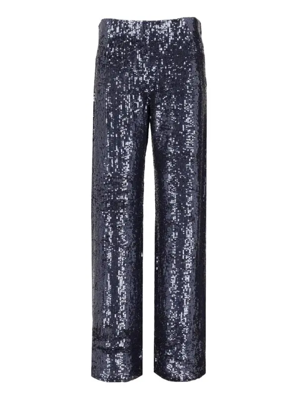 P.a.r.o.s.h Sequin Embellished Straight Leg Trousers - Navy Blue
