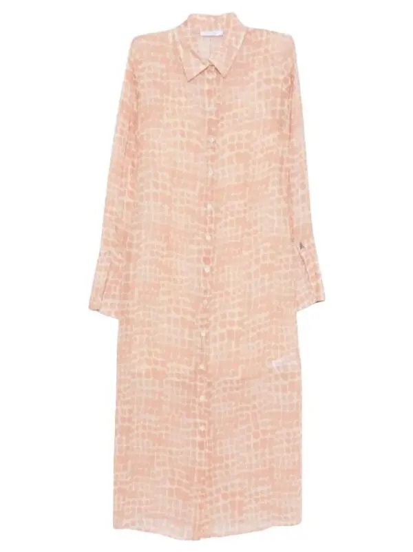 Patrizia Pepe Croco-print Midi Shirt Dress - Soft Pink