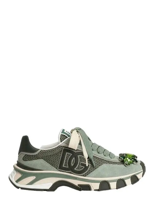 Dolce & Gabbana Dg Country Road Textile Sneakers With Embellishments - Gray