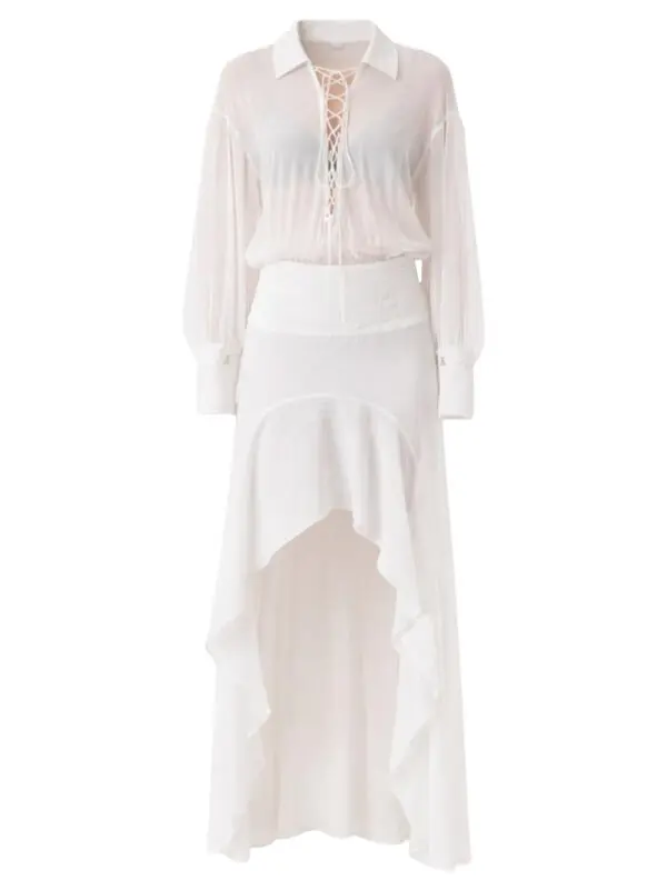 Patrizia Pepe Lace-trim High-low Dress - White