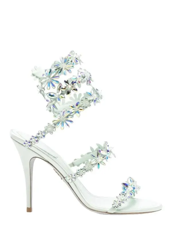 Rene Caovilla Floral Embellished Stiletto Heeled Sandals - Green