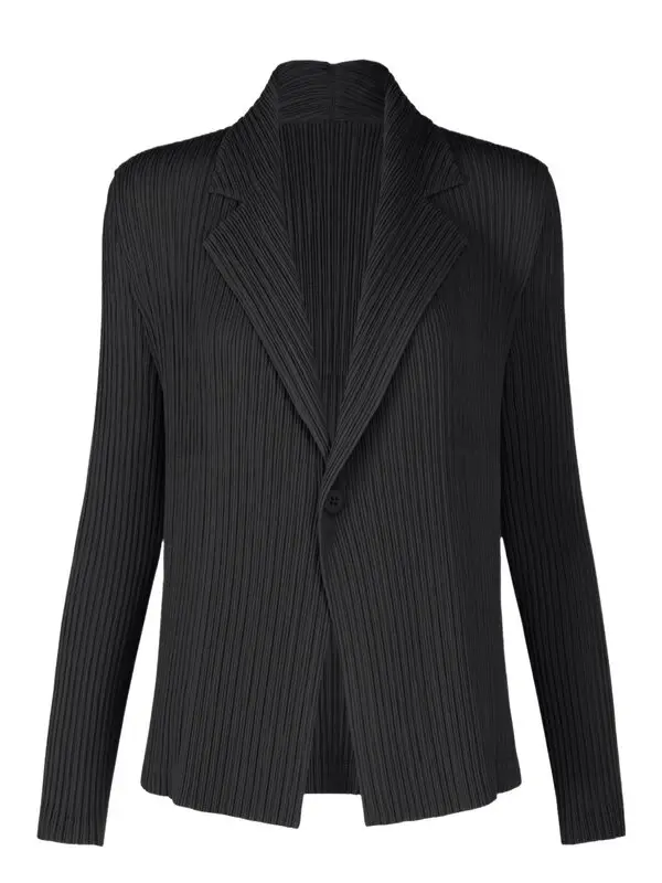 Issey Miyake Single Breasted Pleated Jacket - Black