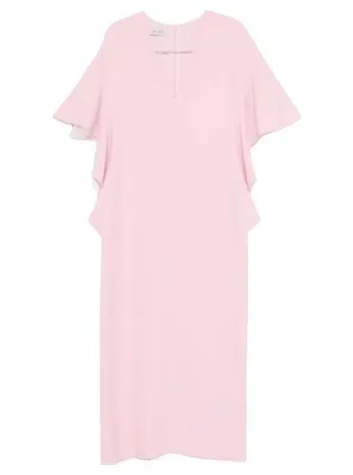 Alberta Ferretti Ruffled V-neck Maxi Dress - Pink