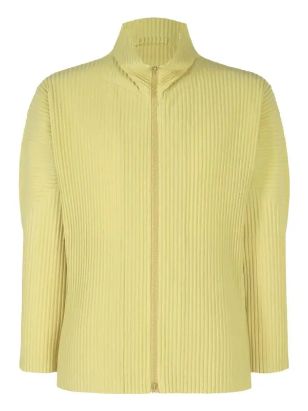 Issey Miyake Pleated Zip-up Jacket - Tequila Cream Green