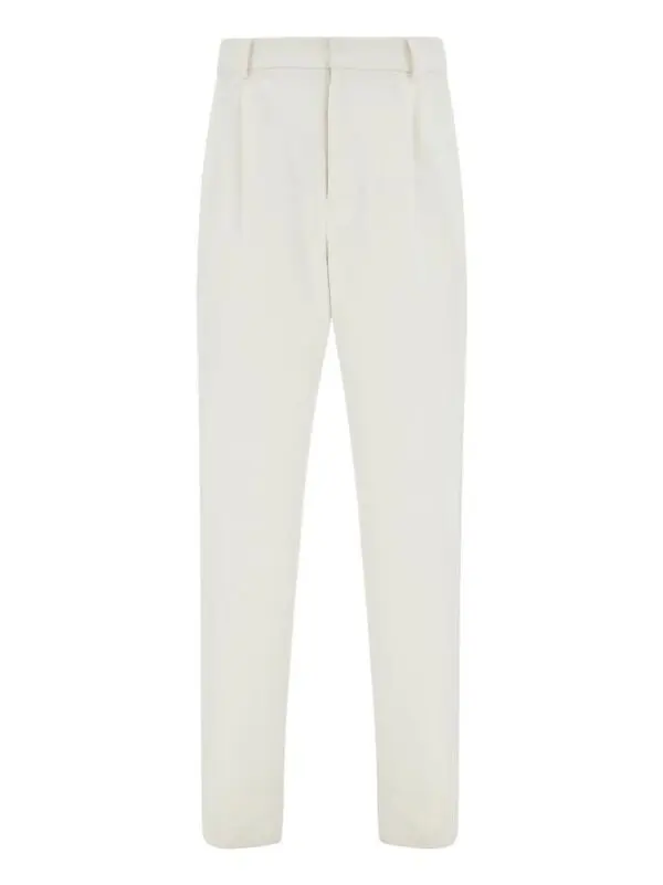 FERRAGAMO Tailored Straight-leg Cotton Cashmere Twill Trousers - Off White