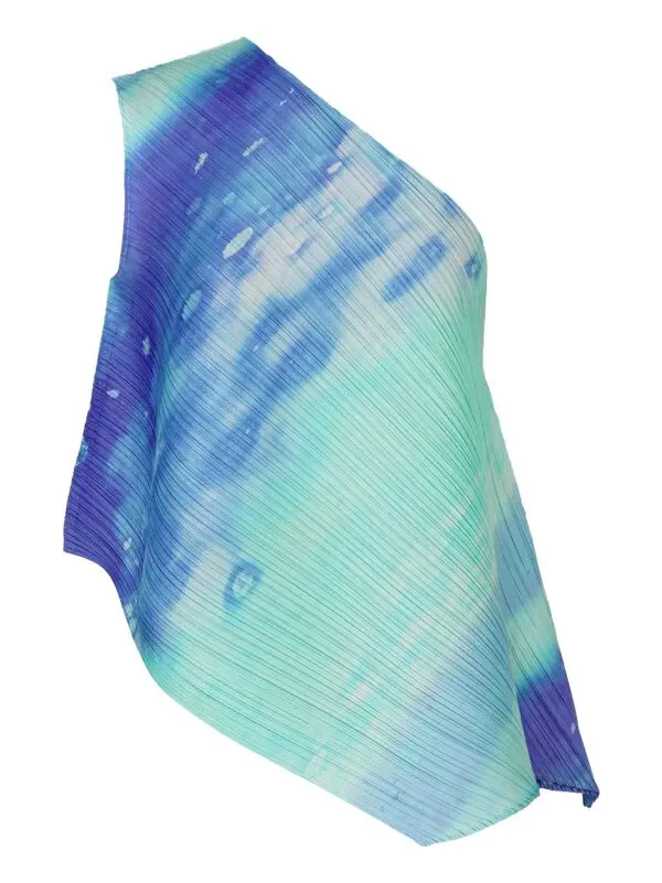 PLEATS PLEASE BY ISSEY MIYAKE Sea Bubble Sleeveless One-shoulder Top - Blue
