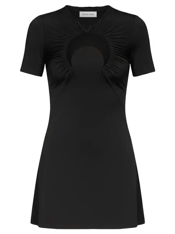MARINE SERRE Moon Gathered Mini Dress - Black