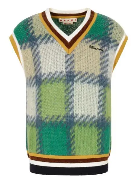 Marni Checked Mohair Vest - Glauconitic