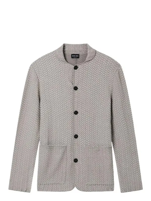 Giorgio Armani Chevron Knit Jacket - Grey