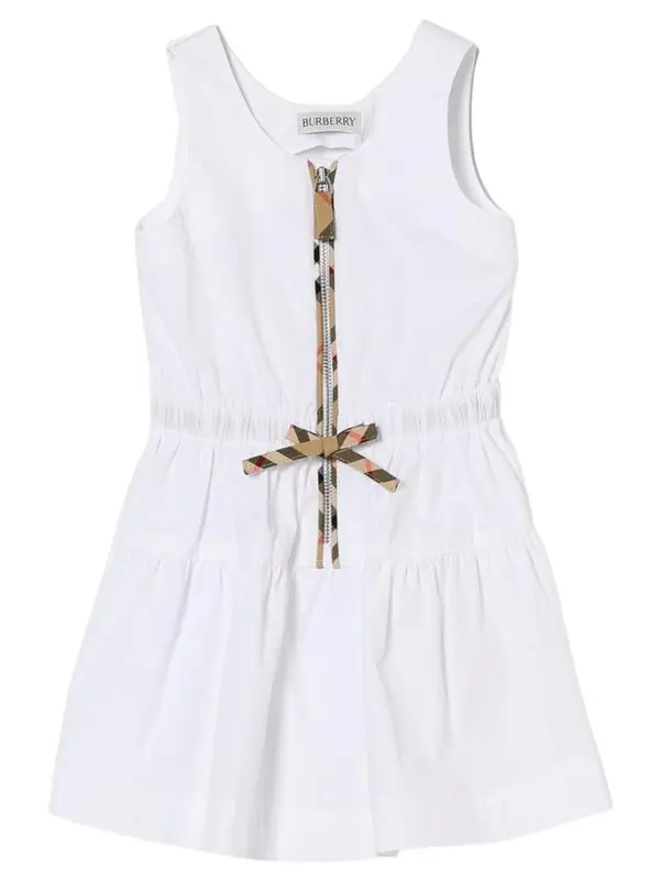 Burberry Sleeveless Zip-up Cotton Dress - White