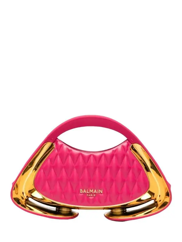 Balmain Quilted Metallic Trim Clutch Bag - Pink
