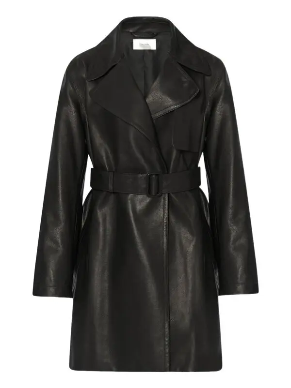 THE ROW Belted Leather Trench Coat - Black