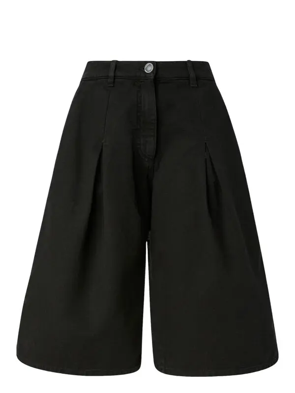 Pinko Wide-leg Bermuda Shorts With High Waist And Pleats - Black