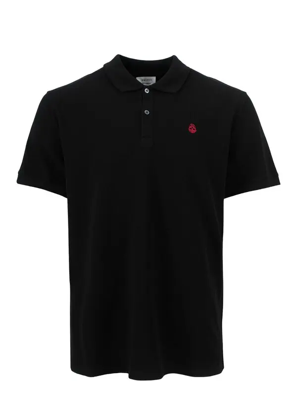 Alexander McQueen Inverted-skull Short-sleeved Polo Shirt - Black