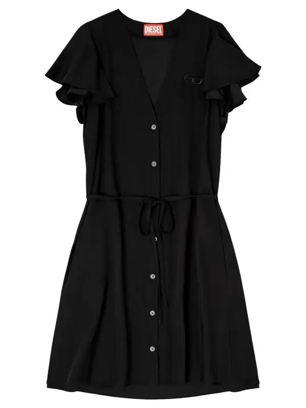 DIESEL® D-aikiri Dress With V-neck And Flutter Sleeves - Black