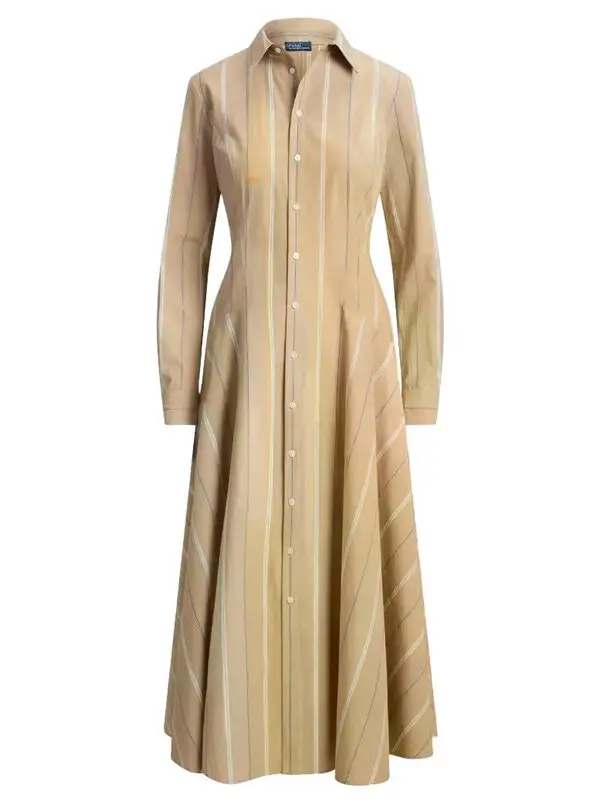 Polo Ralph Lauren Striped Panelled Maxi Shirt Dress - Neutrals