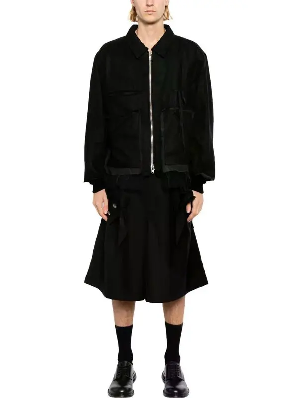MIDORIKAWA Raw-edge Zip-up Jacket - Black