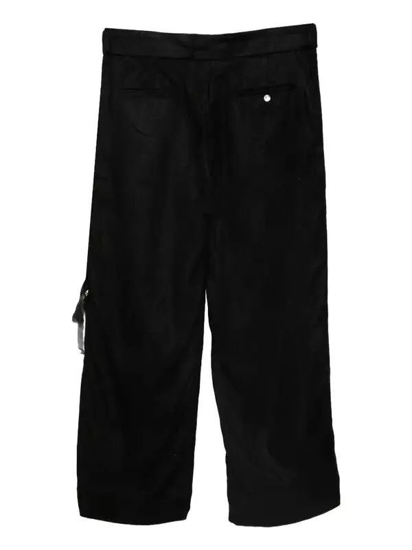 MIDORIKAWA Belted Trousers With Raw Edge Detail - Black
