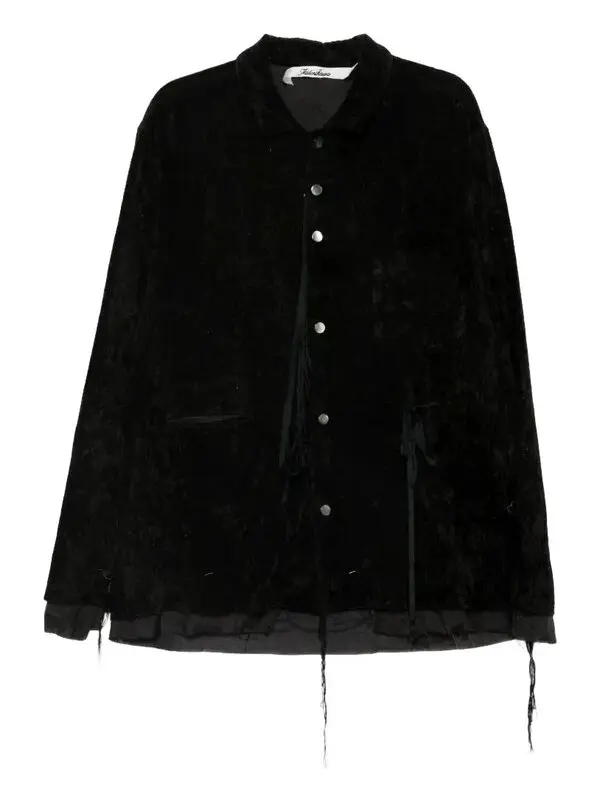 MIDORIKAWA Raw-edge Velvet-texture Shirt - Brown