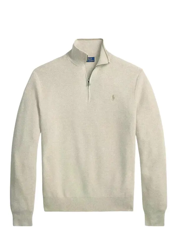 Polo Ralph Lauren Mesh-knit Quarter-zip Sweater - Neutrals