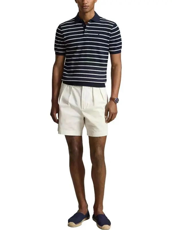 Polo Ralph Lauren Striped Rib-knit Polo Shirt - Blue
