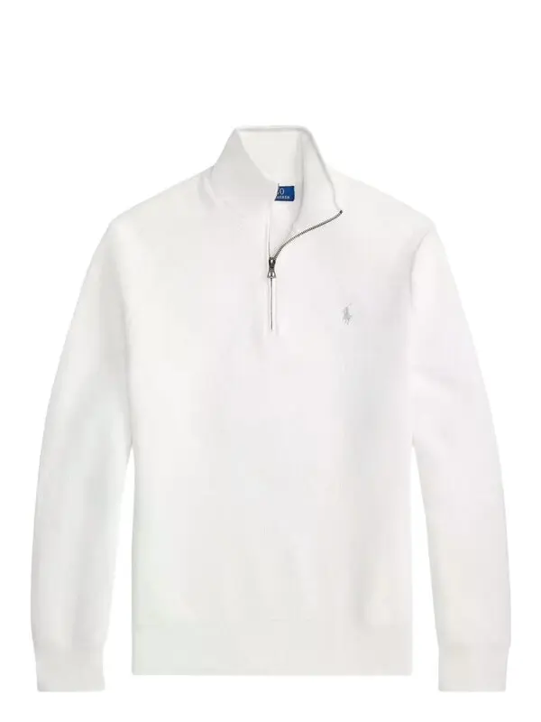 Polo Ralph Lauren Mesh-knit Quarter-zip Sweater - White