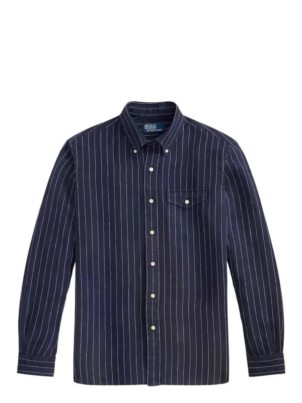 Polo Ralph Lauren Classic Fit Striped Linen Shirt - Blue