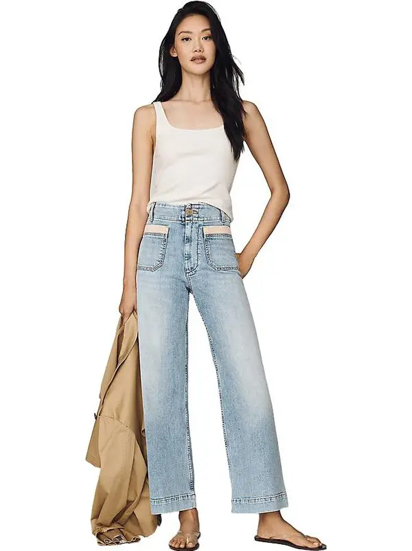 Maeve Colette High-rise Wide-leg Full-length Jeans - Medium Denim