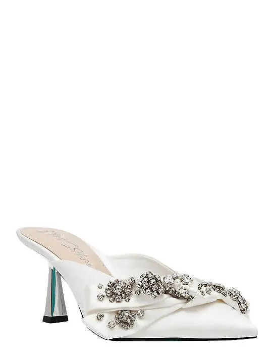 Betsey Johnson Kena Jewel Embellished Satin Mules - Ivory