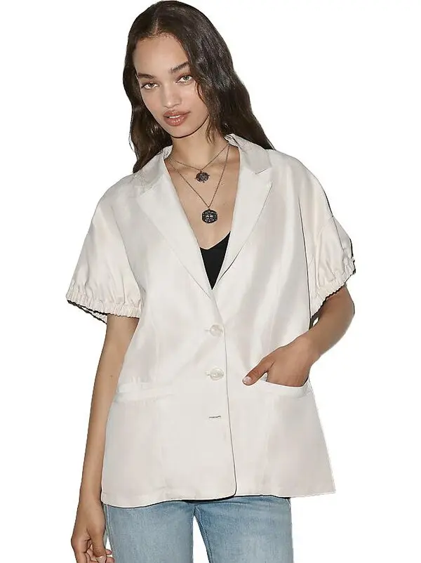 Maeve Puff-sleeve Blazer Jacket - Sandshell