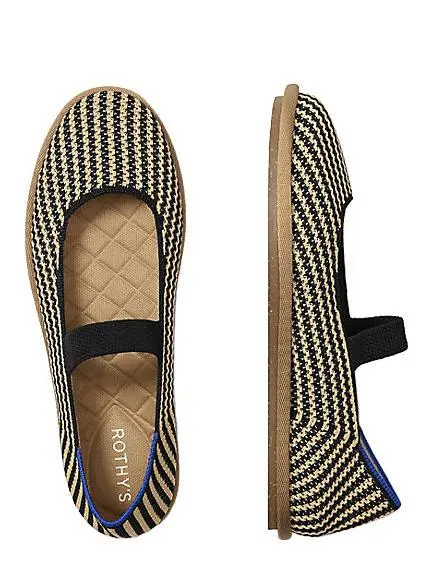 Rothy's The Cruiser Mary Jane Flats - Black Stripe