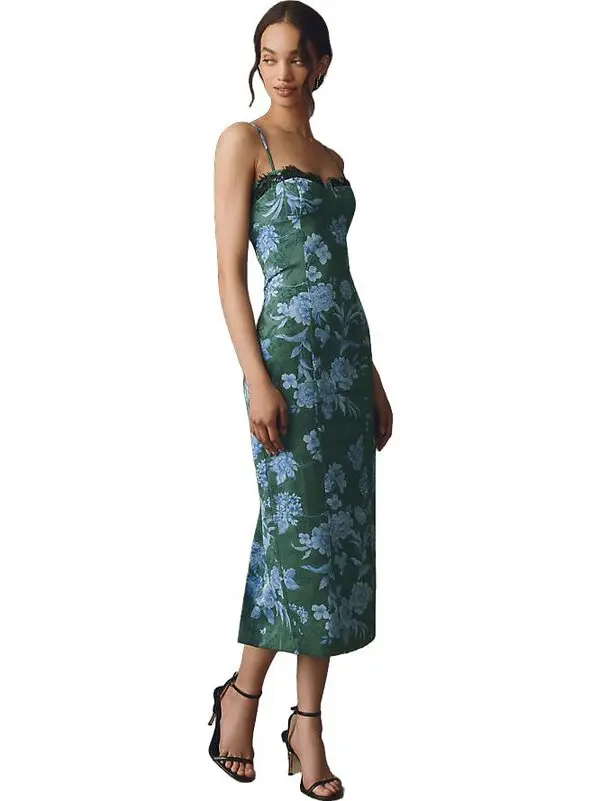 Bhldn Floral Jacquard Bustier Maxi Dress - Blue Pattern