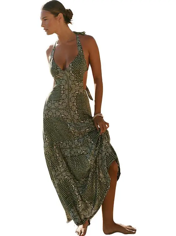 CELANDINE Cutout Midi Dress - Olive