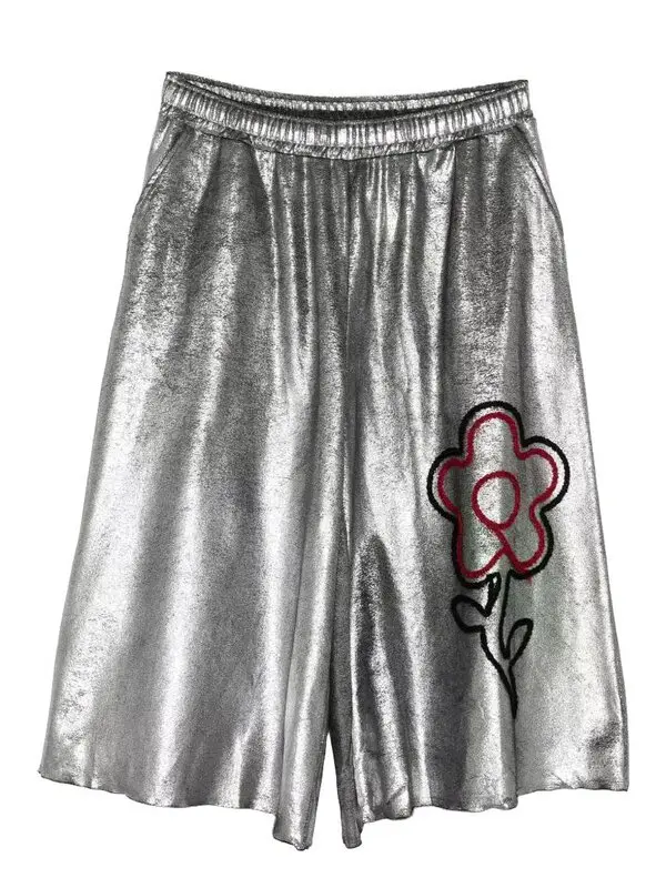 KIDILL Flower Patch Metallic Shorts - Silver