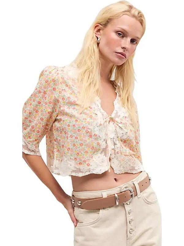 Rixo Ursula Floral Top - Katie Floral Cream