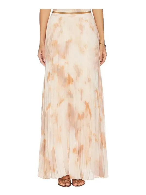 L'Agence Torin Pleated Maxi Skirt - Beige
