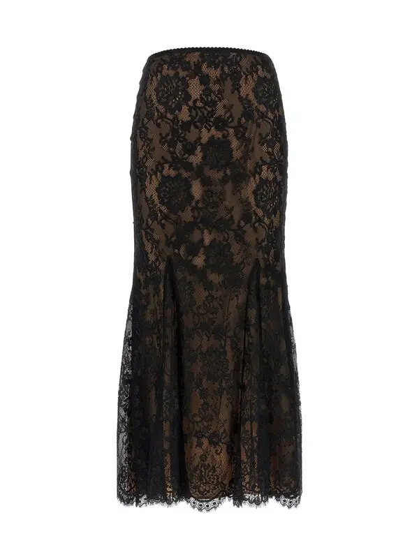 SELF-PORTRAIT Lace Midi Skirt - Black