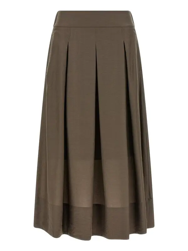 Peserico Pescarico A-line Midi Skirt With Elasticated Waistband And 'punto Luce' Detail - Brown