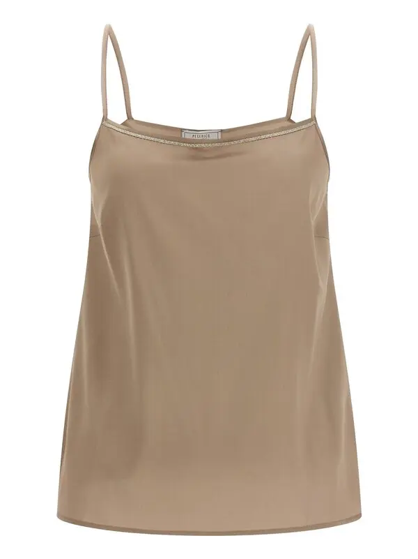 Peserico Pesutico Silk Crepe De Chine Top With Metal Detail - Brown