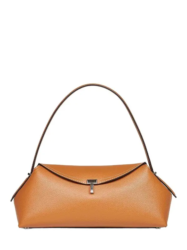 TOTEME Tan Grained Calf Leather Shoulder Bag With Twist-lock - Multicolor
