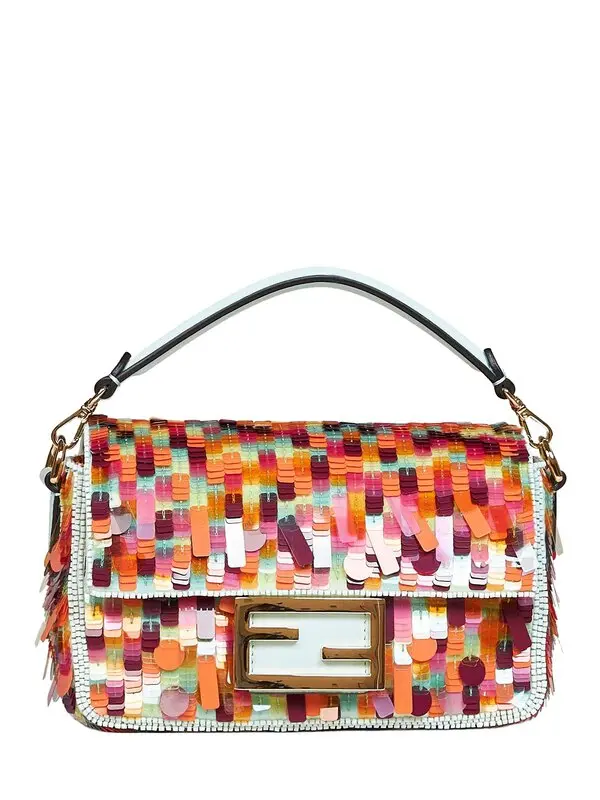 Fendi Sequined Leather Baguette Mini Bag - Multicolor