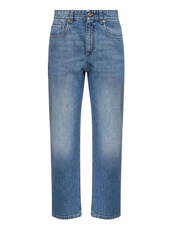 Brunello Cucinelli Monili Embroidered Cotton Denim Jeans - Multicolor