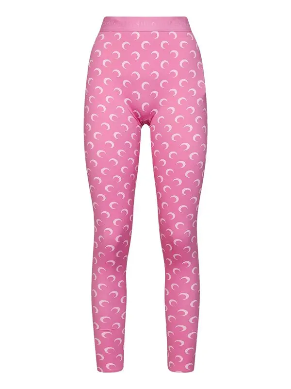 MARINE SERRE Pink Moon Print Recycled Jersey Leggings - Multicolor