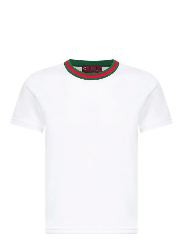 Gucci Cotton Jersey T-shirt With Web Trim - Multicolor